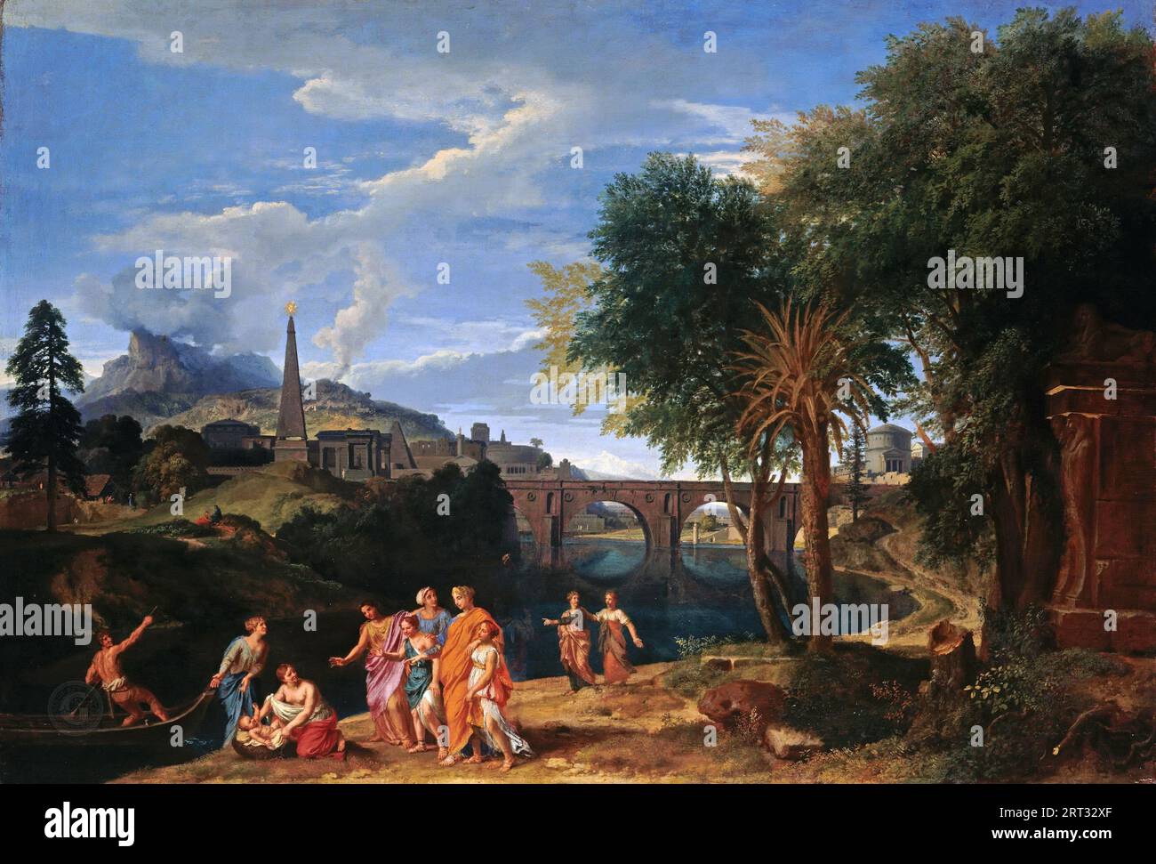 Jean-Francois Millet (1642-1679) - Roman landscape with finding of ...