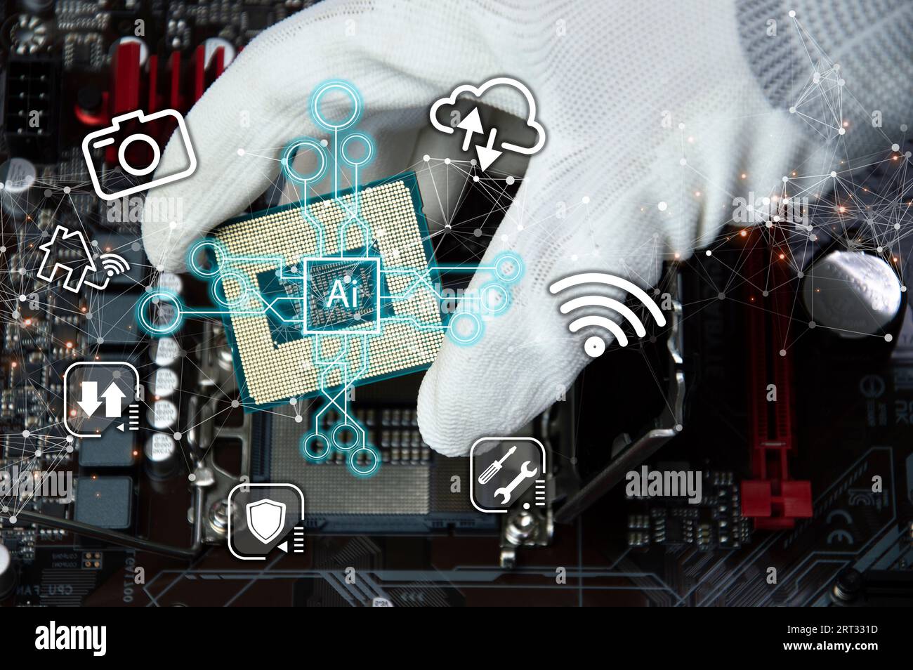 Concept, CPU, AI used to control everything around using artificial intelligence (chat AI ...