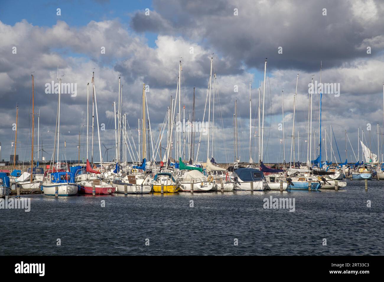 Copenhagen, Denmark, October 03, 2018: Sailboats anchored at Kastrup ...