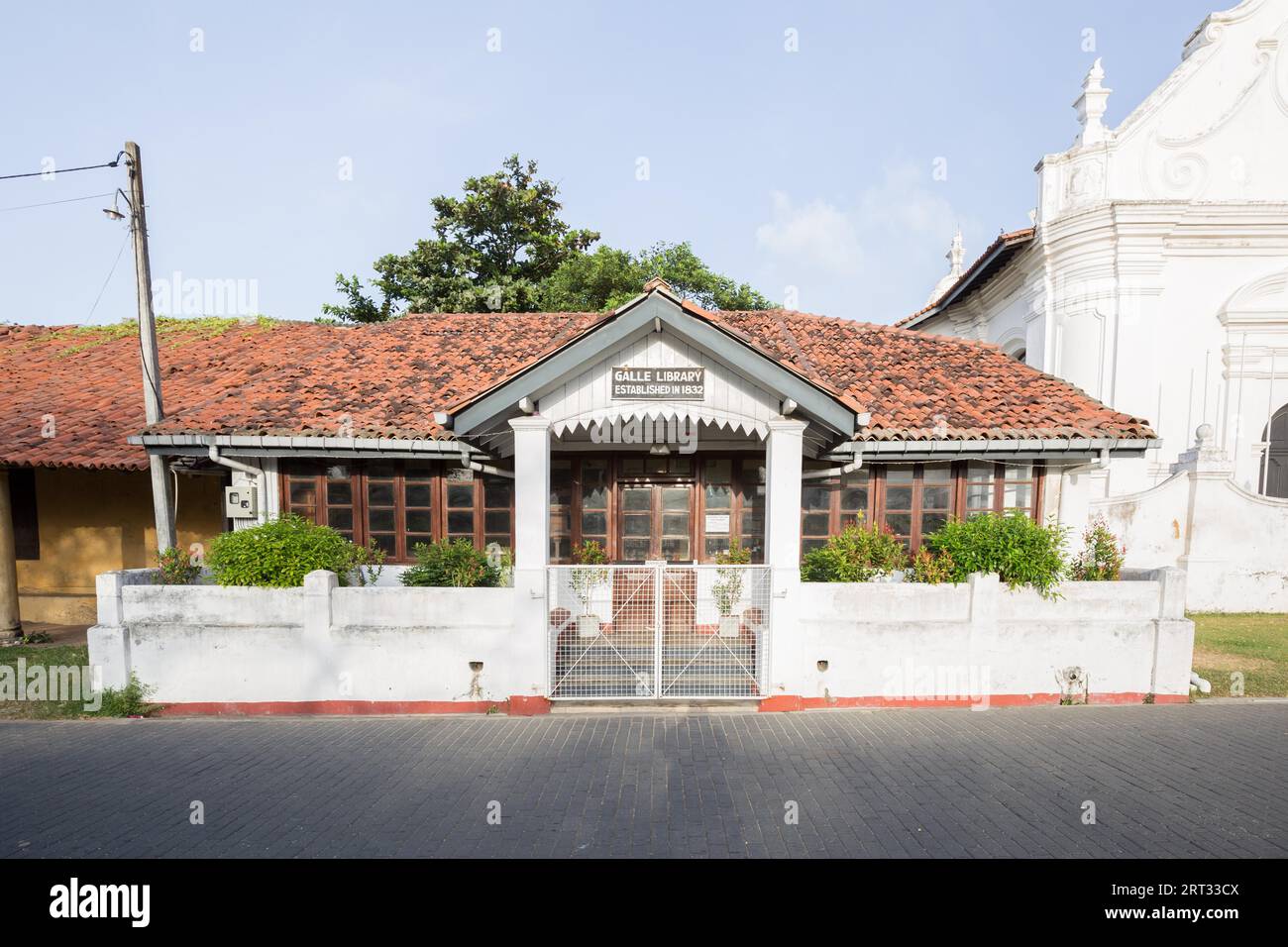Galel, Sri Lanka, July 29, 2018: Exterior view of the public library in Galle Fort Stock Photo ...
