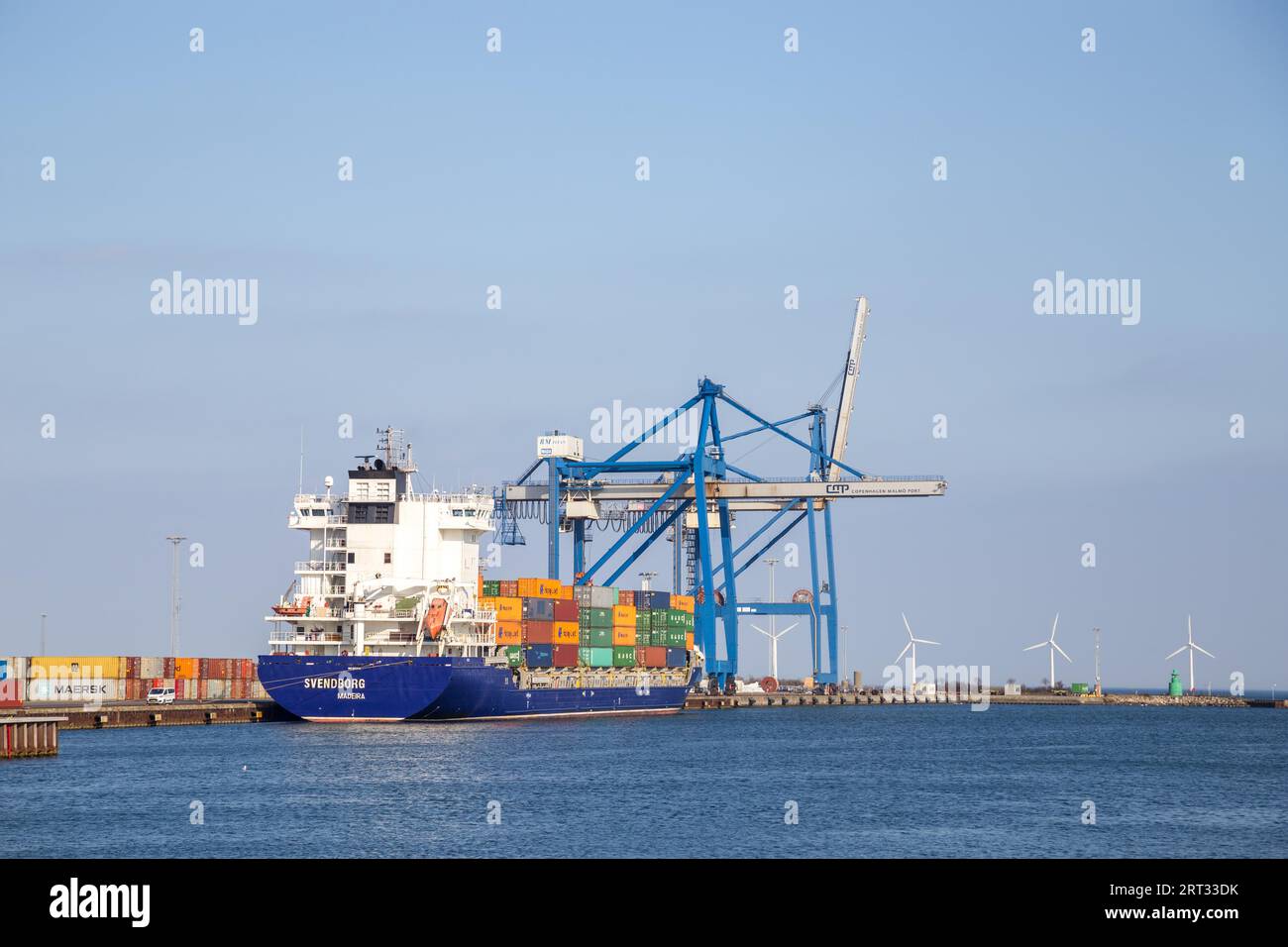 Copenhagen, Denmark, April 18, 2018: Gantry cranes for loading and ...