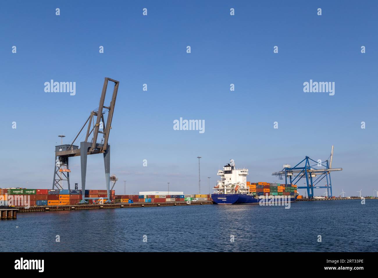 Copenhagen, Denmark, April 18, 2018: Gantry cranes for loading and ...