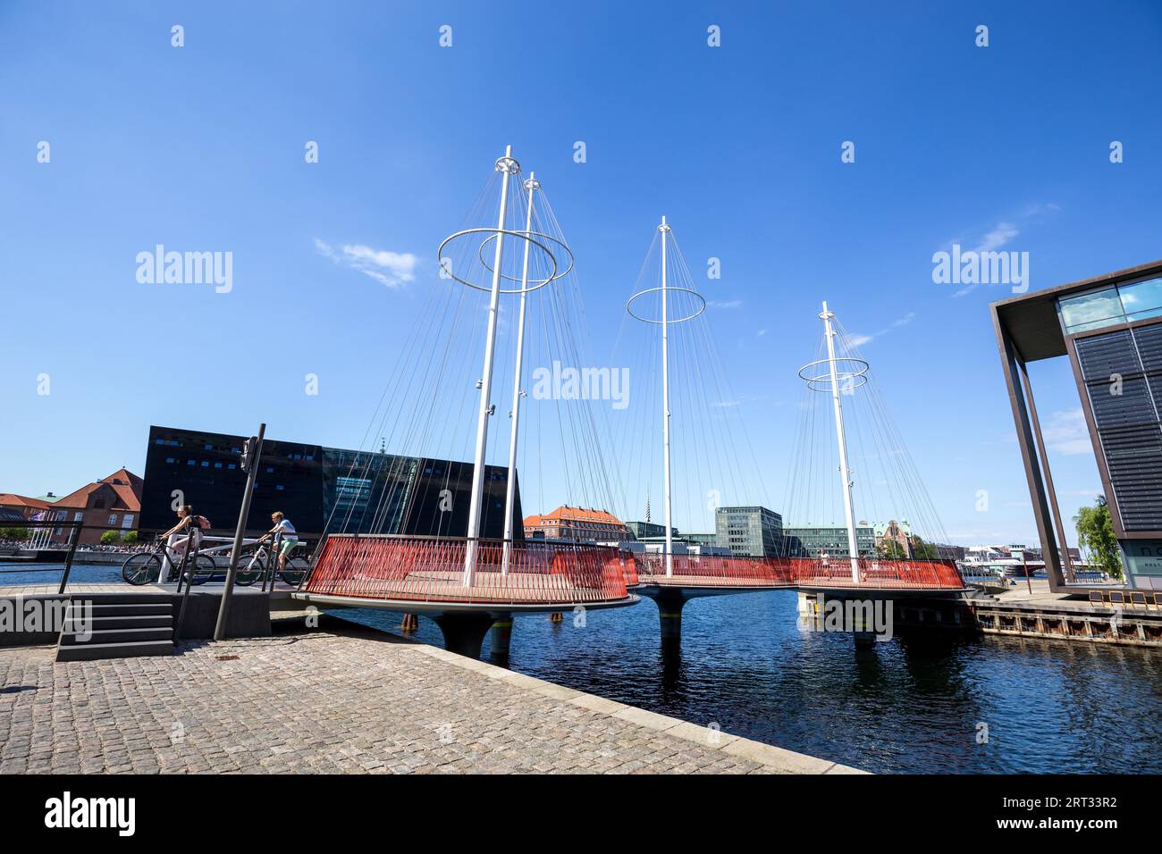 Copenhagen, Denmark, May 23, 2018: The modern Circle Bridge, a ...