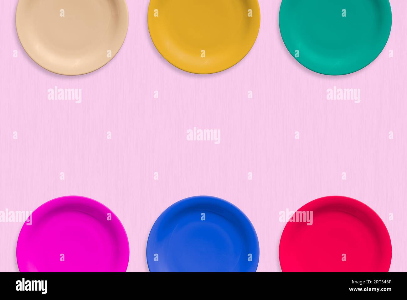 Colored Empty ceramic round plates isolated on white background Stock ...