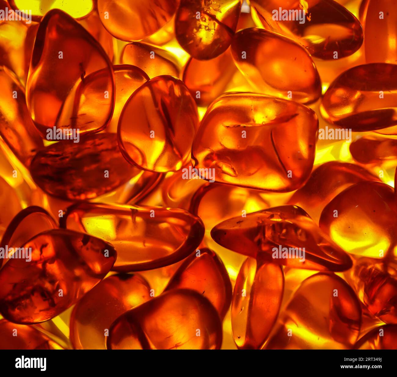 Polished amber in the light. Amber is also used a lot for jewellery ...
