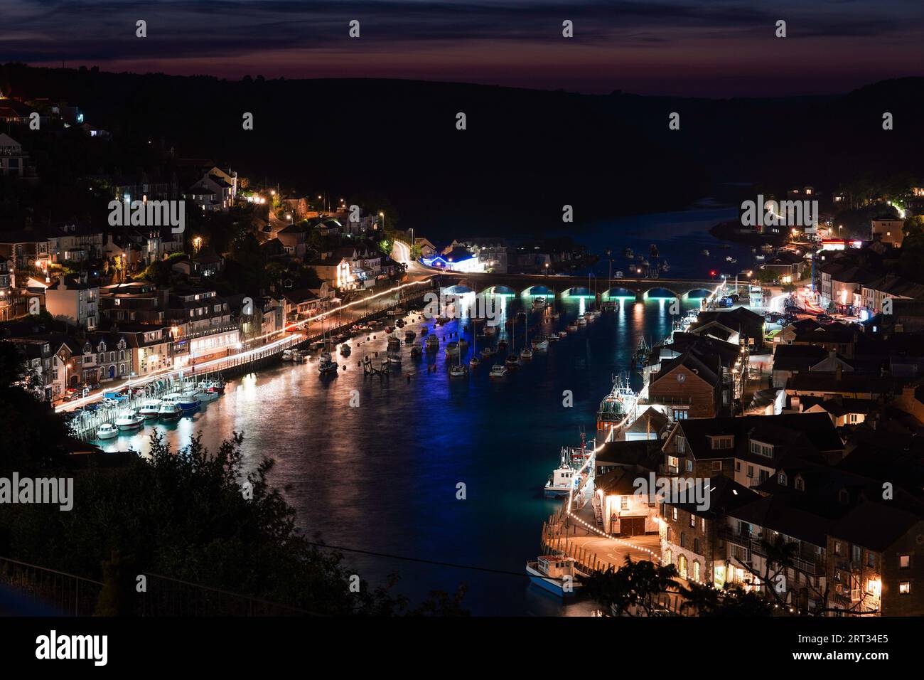 A stunning view of a city skyline at night: Looe, Cornwall Stock Photo ...