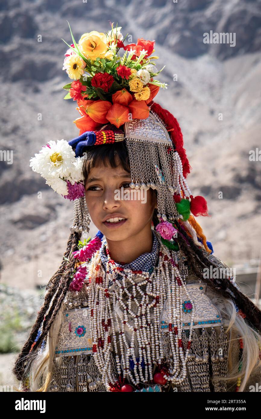 Ladakh, India, August 29, 2018: Portrait of an indigenous child in ...