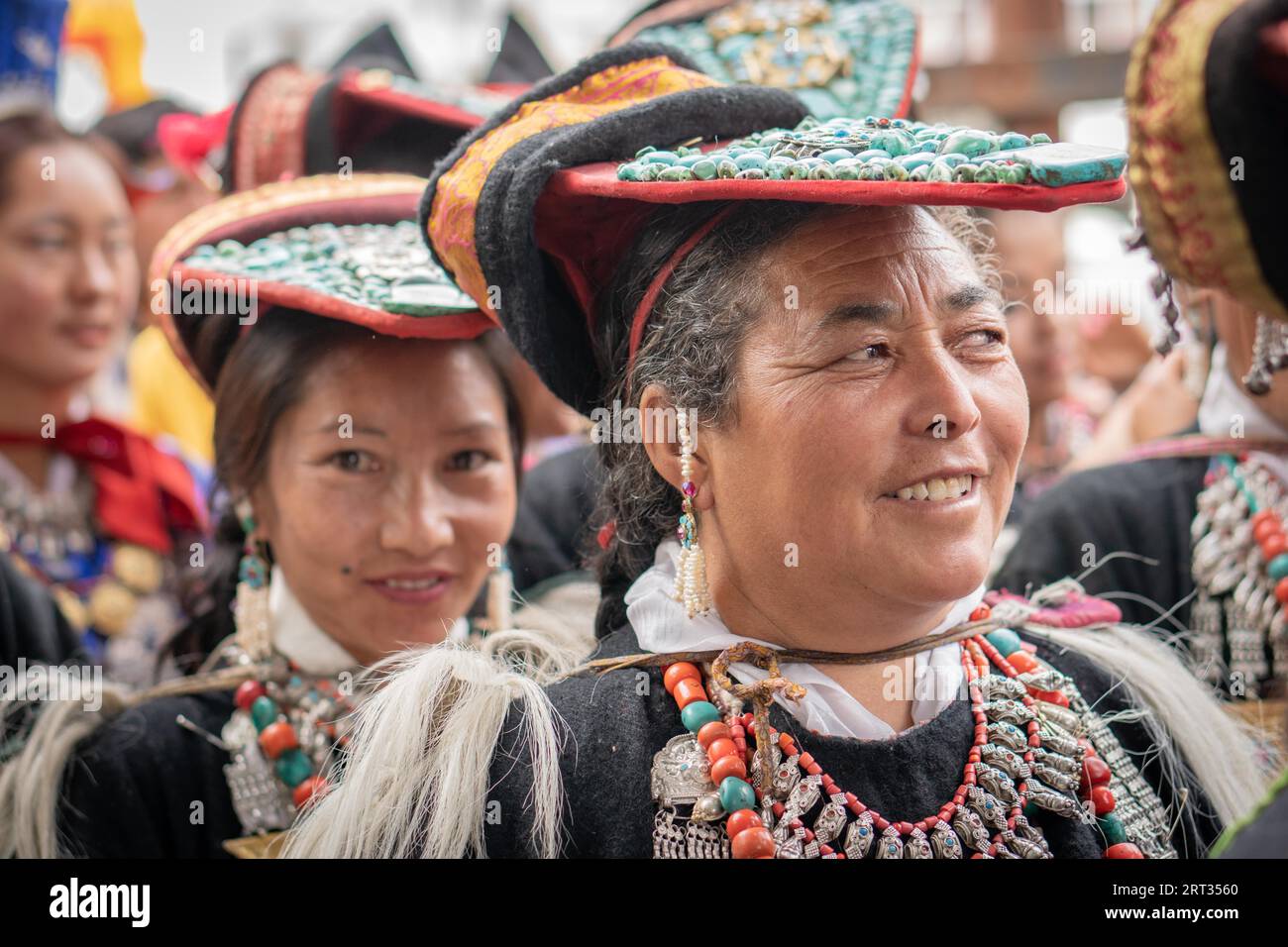 Ladakh, India, September 4, 2018: Native women performing dances in ...
