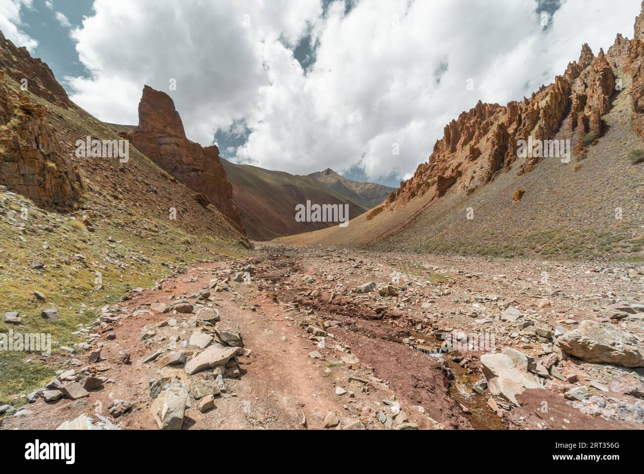 Rocky trail on popular Markha Valley trek in old buddhist kingdom of ...