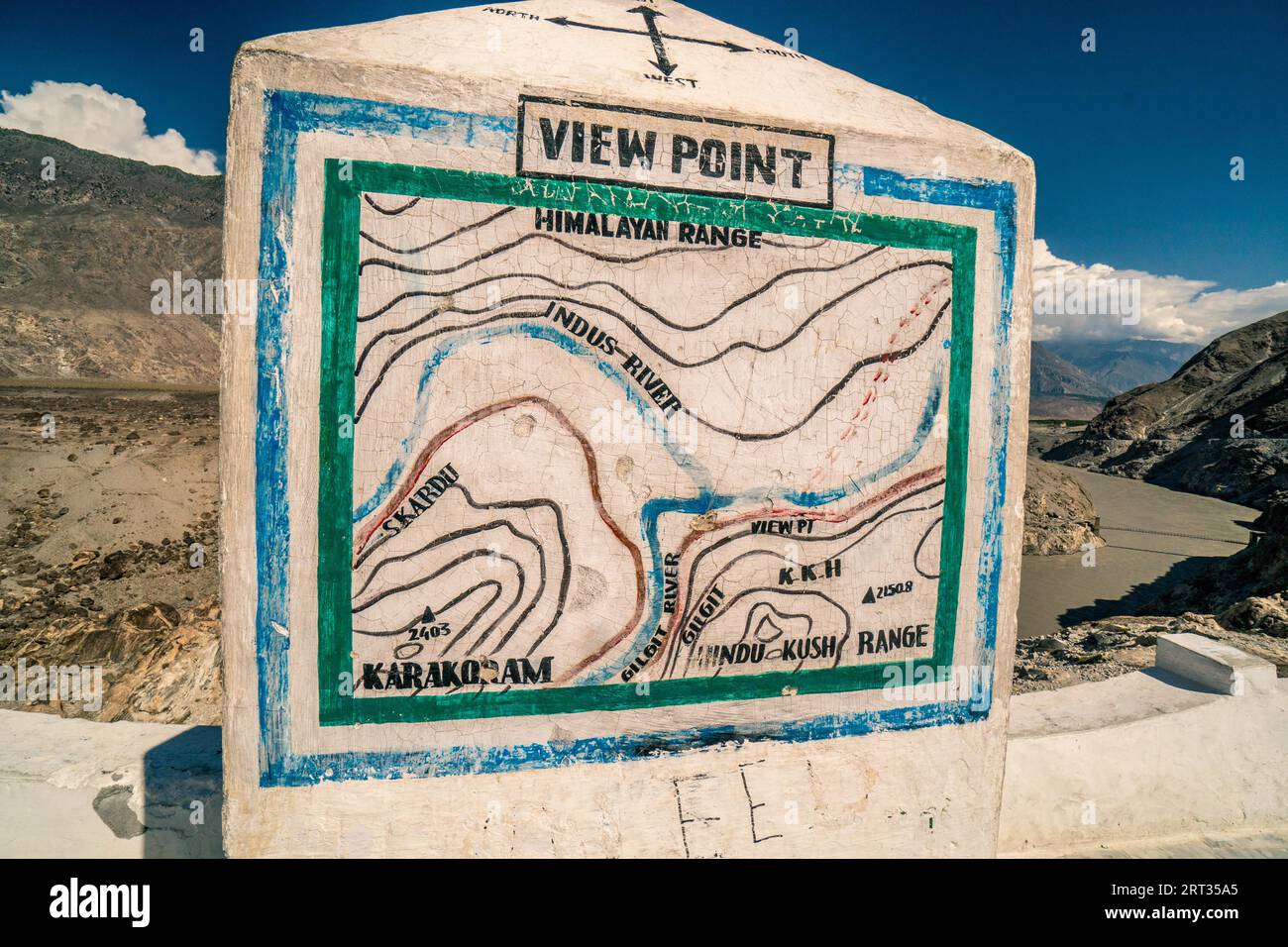 Information map on view point at confluence of rivers Indus and Gilgit ...