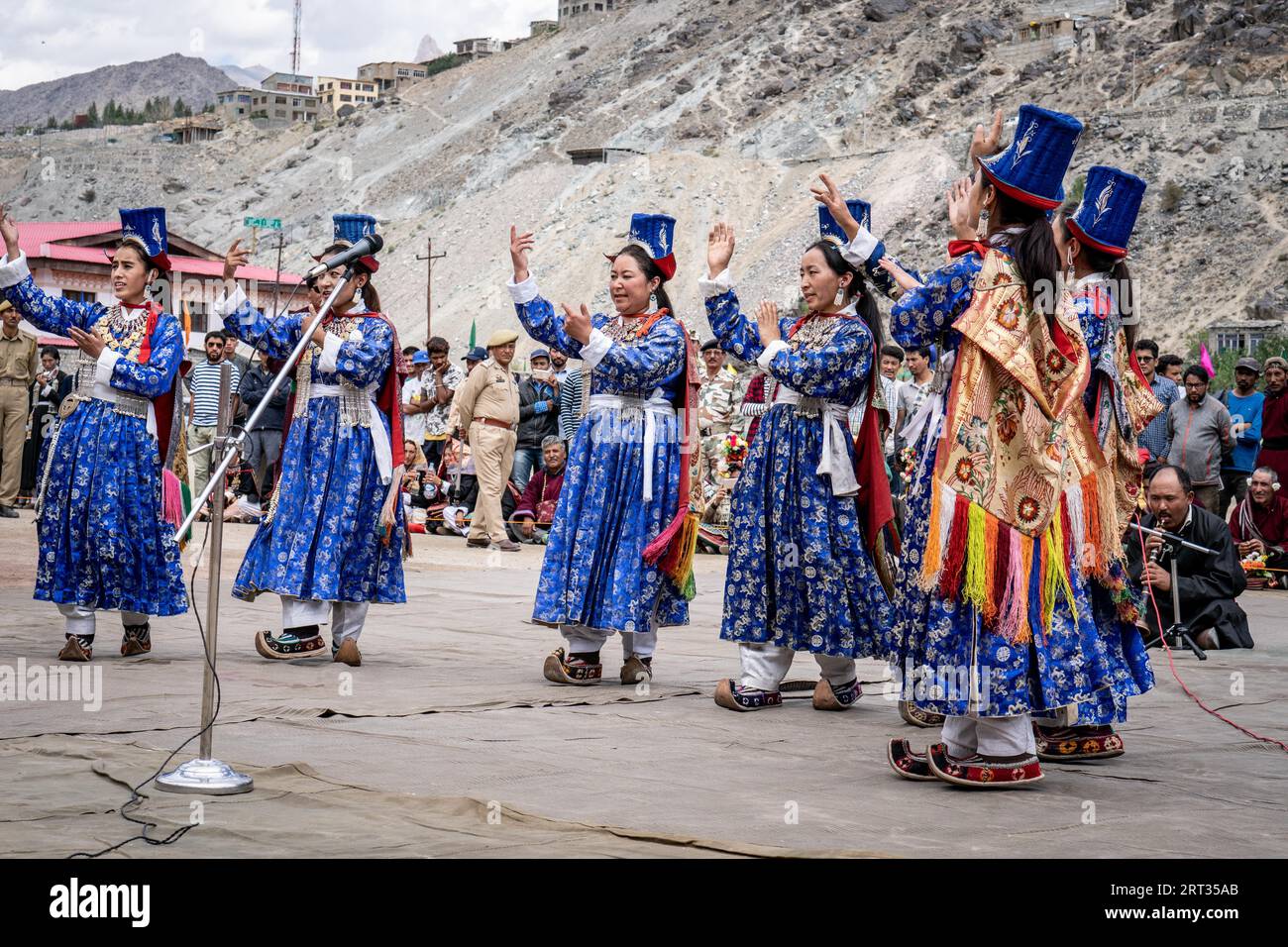 Ladakh, India, September 4, 2018: Group of women in traditional ...