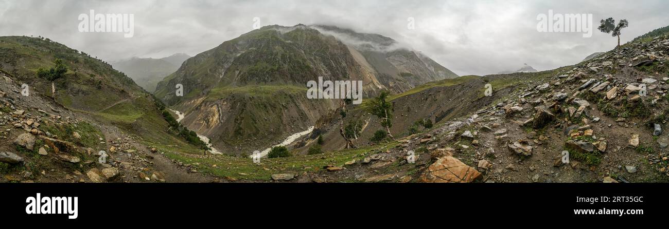 Panoramic view of mountains and deep valleys in Kashmir mountains in ...