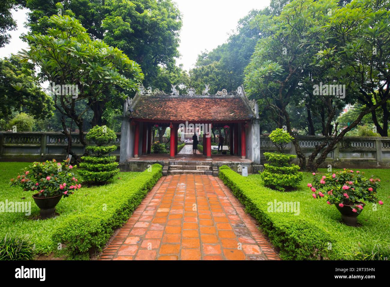 The gardens of the first courtyard in the Temple of Literature which is ...