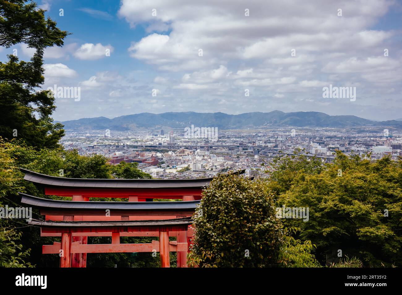 The view over Kyoto from Fushimi Inari Shrine. One of the largest ...