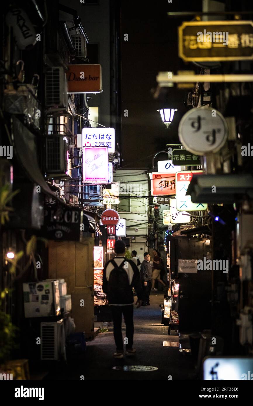 TOKYO, JAPAN, MAY 12, 2019, Golden Gai is a famous area with many ...