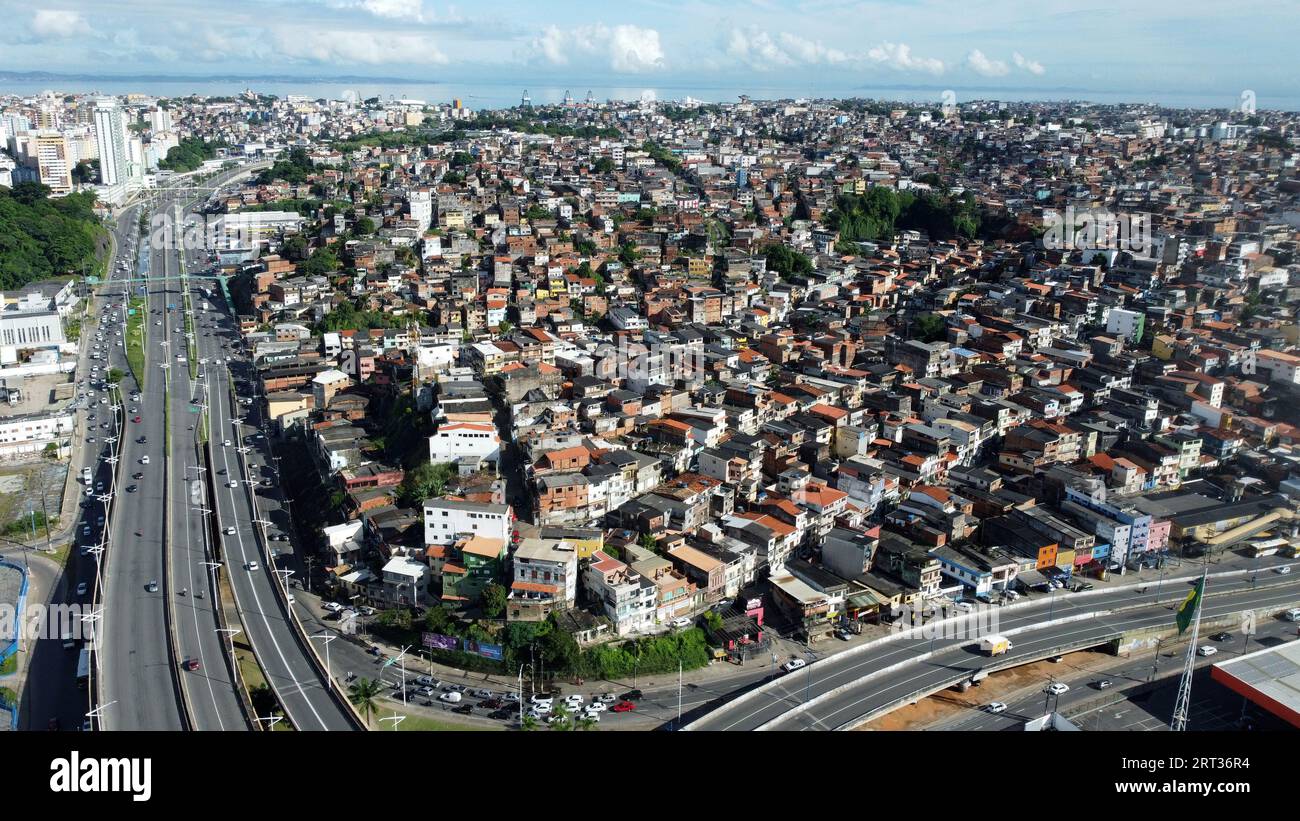 salvador, bahia, brazil - august 9, 2023: Aerial view of housing in ...