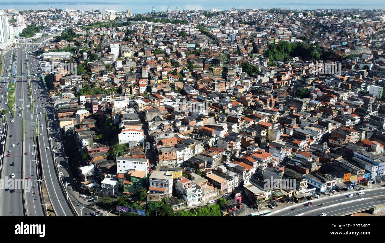 salvador, bahia, brazil - august 9, 2023: Aerial view of housing in ...