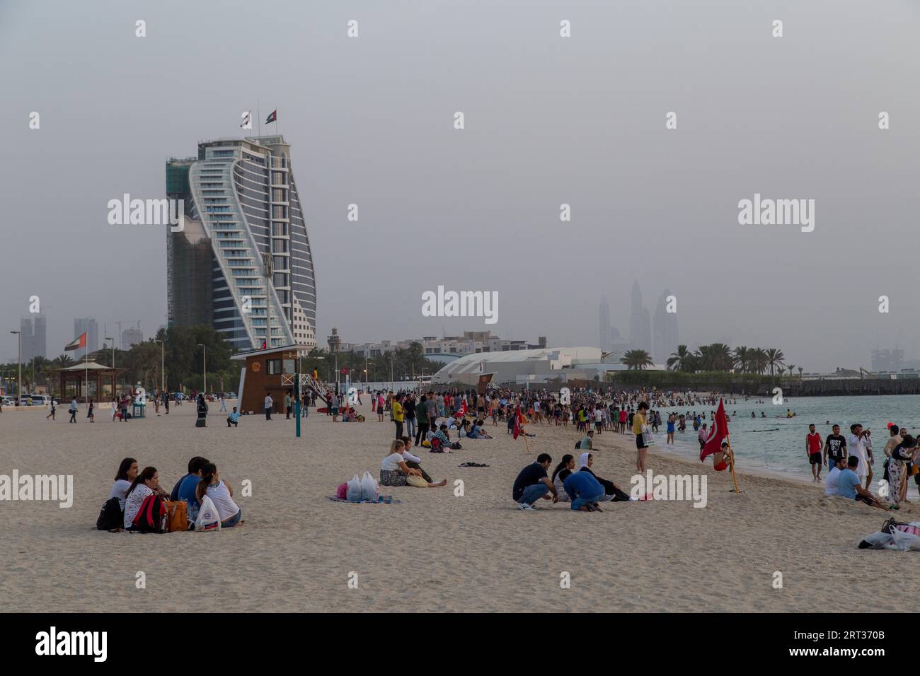 Dubai, United Arab Emirates, July 20, 2018: Crowd of people at Jumeirah ...