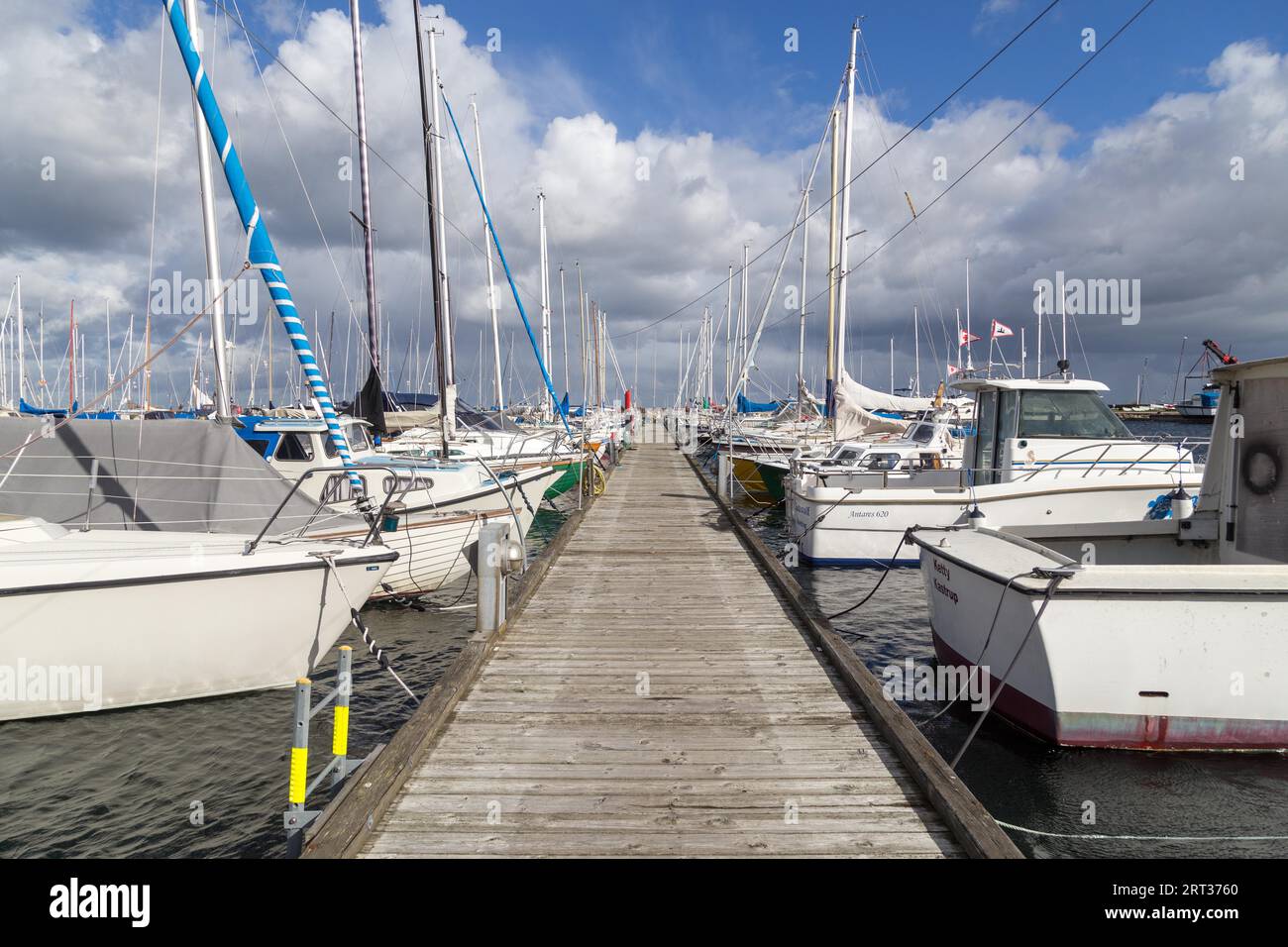 Copenhagen, Denmark, October 03, 2018: Sailboats anchored at Kastrup ...