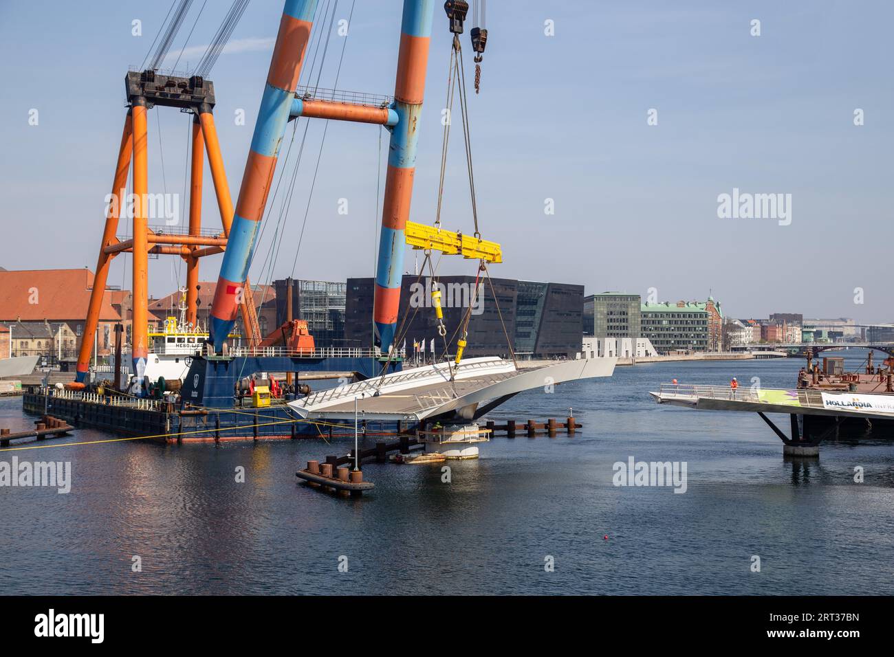 Copenhagen, Denmark, April 4, 2019: The huge Floating Crane Hebo Lift 9 ...