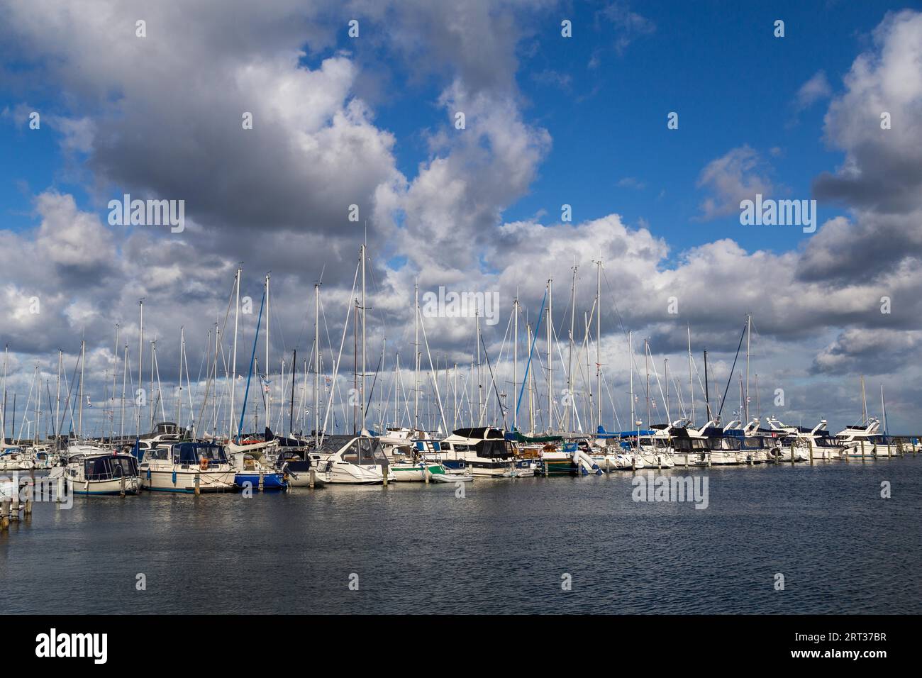 Copenhagen, Denmark, October 03, 2018: Sailboats anchored at Kastrup ...