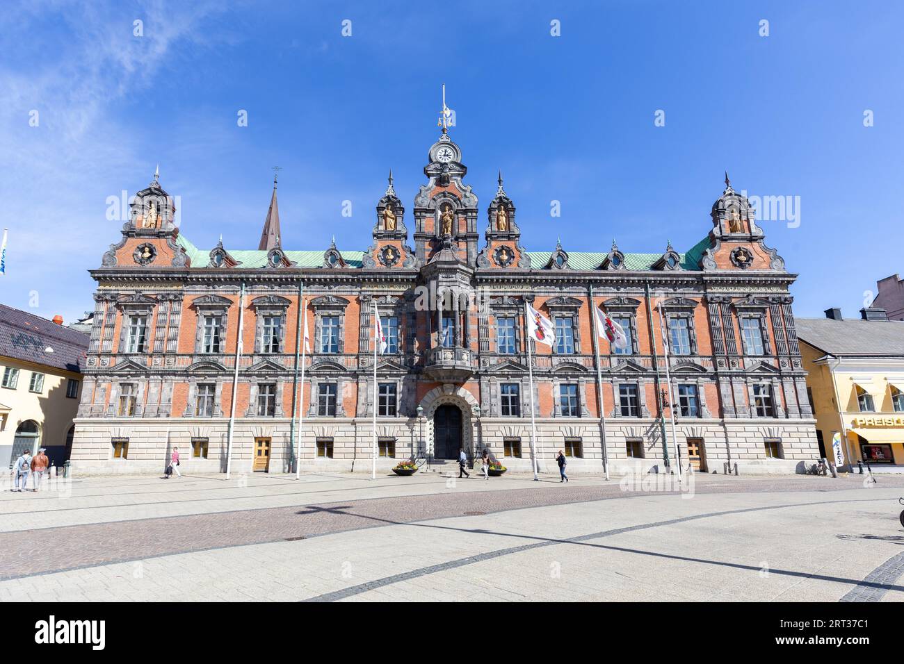 Malmo, Sweden, April 20, 2019: The town hall located at the Big Square ...