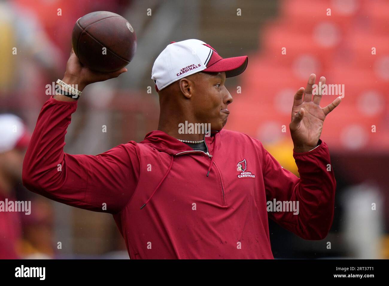 Arizona Cardinals quarterback Joshua Dobbs (9) warms up before the ...