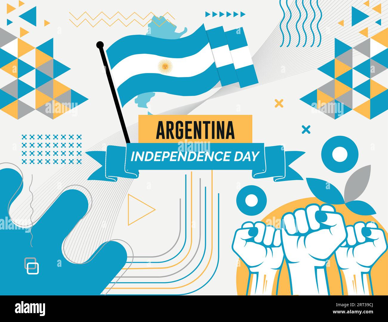 ARGENTINA national day banner with map, flag colors theme background ...