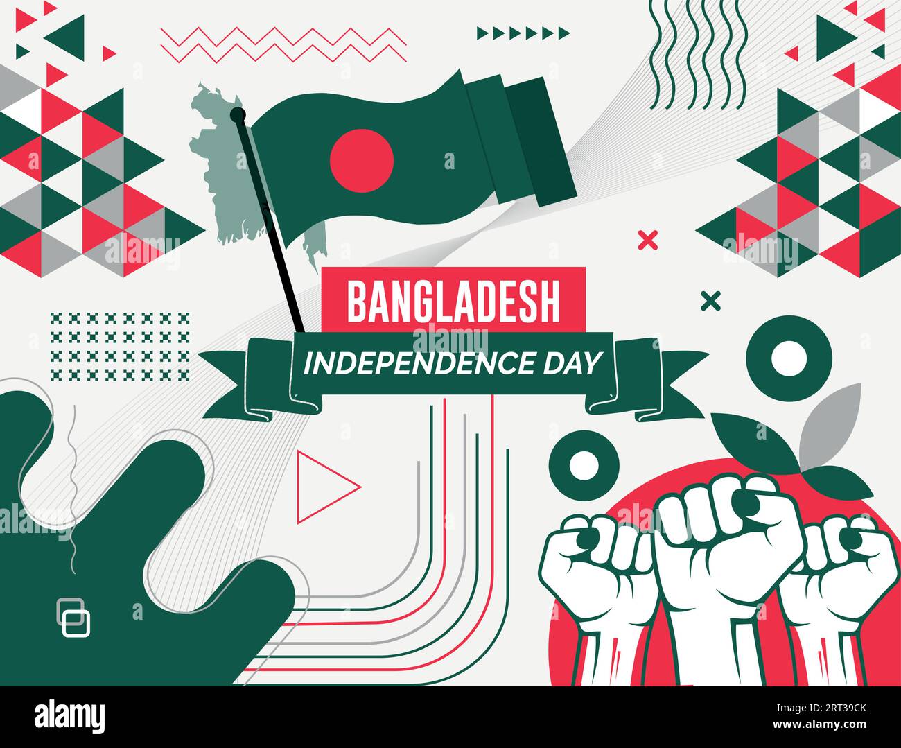 BANGLADESH national day banner with map, flag colors theme background ...