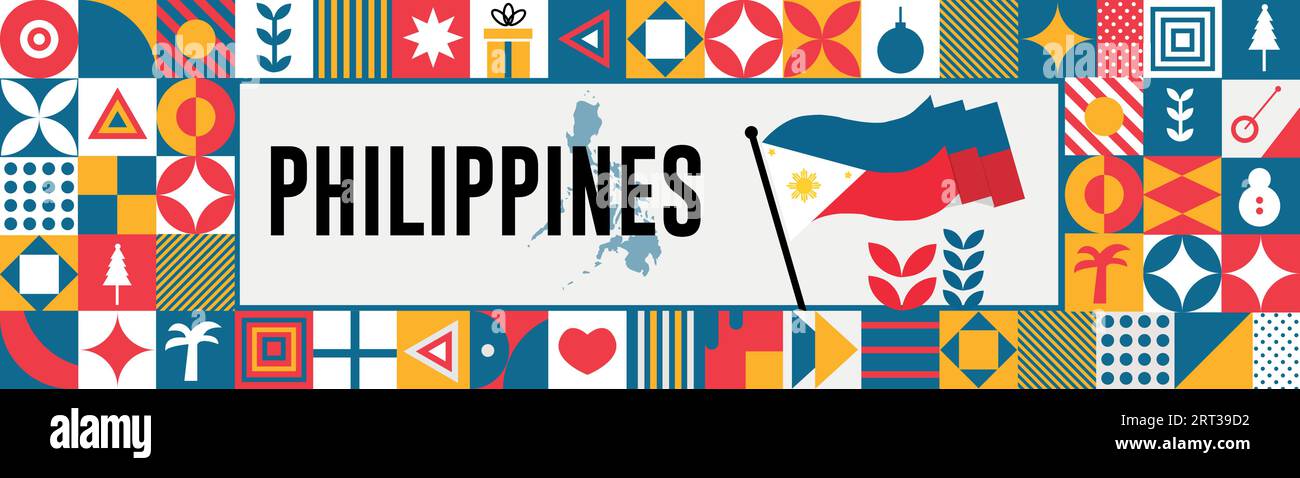 PHILIPPINES Map and raised fists. National day or Independence day ...