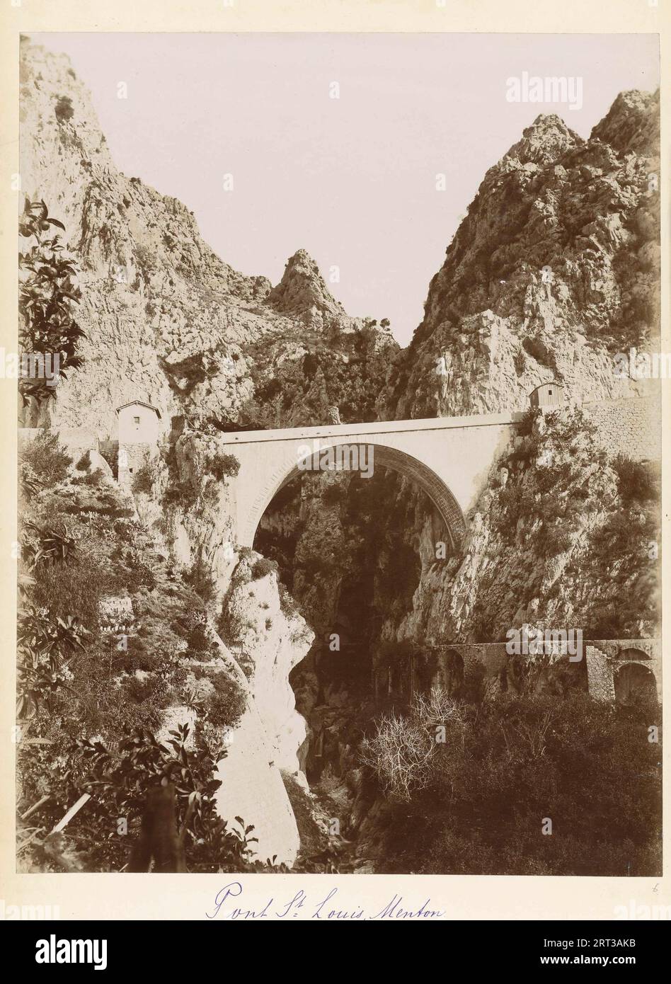 The Saint Louis Bridge over the valley at Menton. The bridge forms the ...