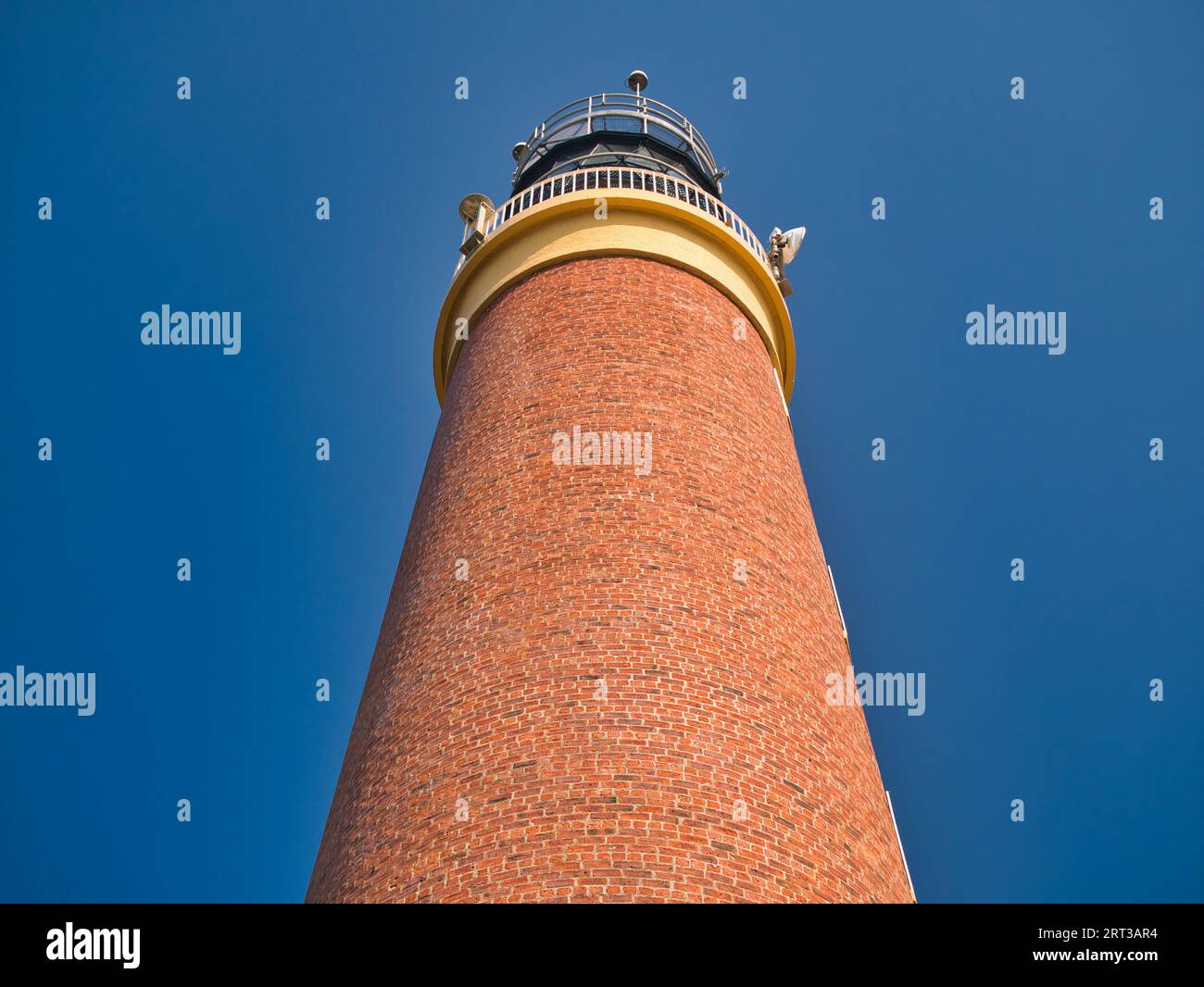 The 37 metre red brick tower of the Butt of Lewis Lighthouse at the ...