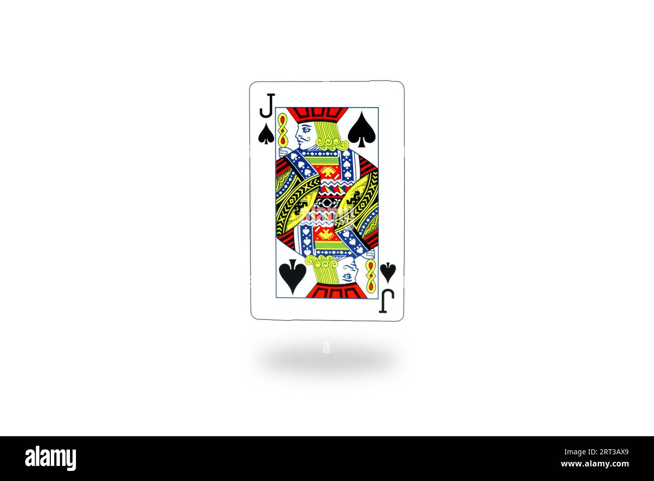 A floating Jack of spades card isolated on a white background ...