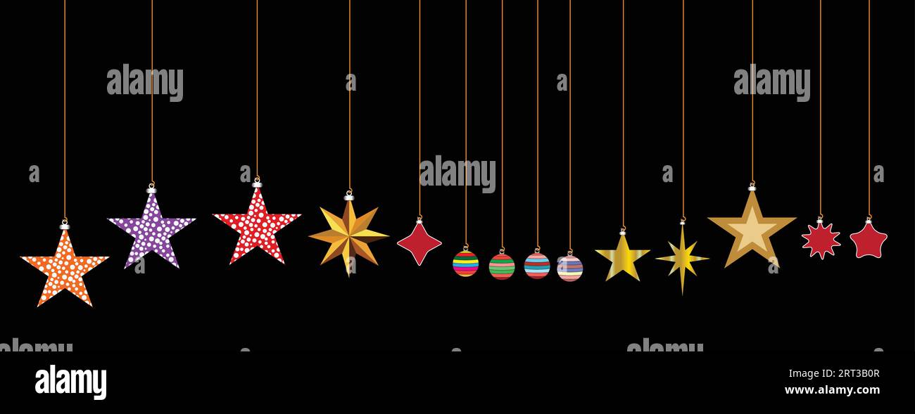 Colorful stars set: Vector assets for Christmas stars, festival ...