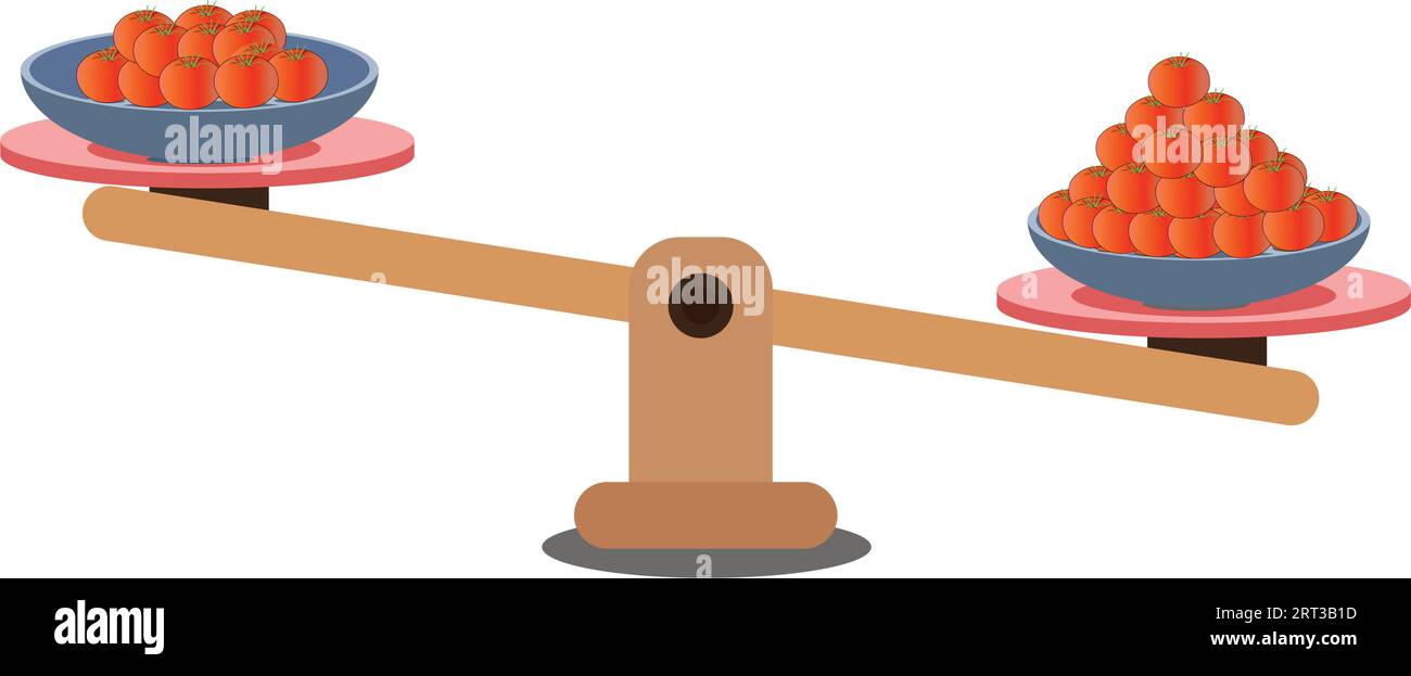 Comparison of weight in a cartoon minimal style, showing an unbalanced ...