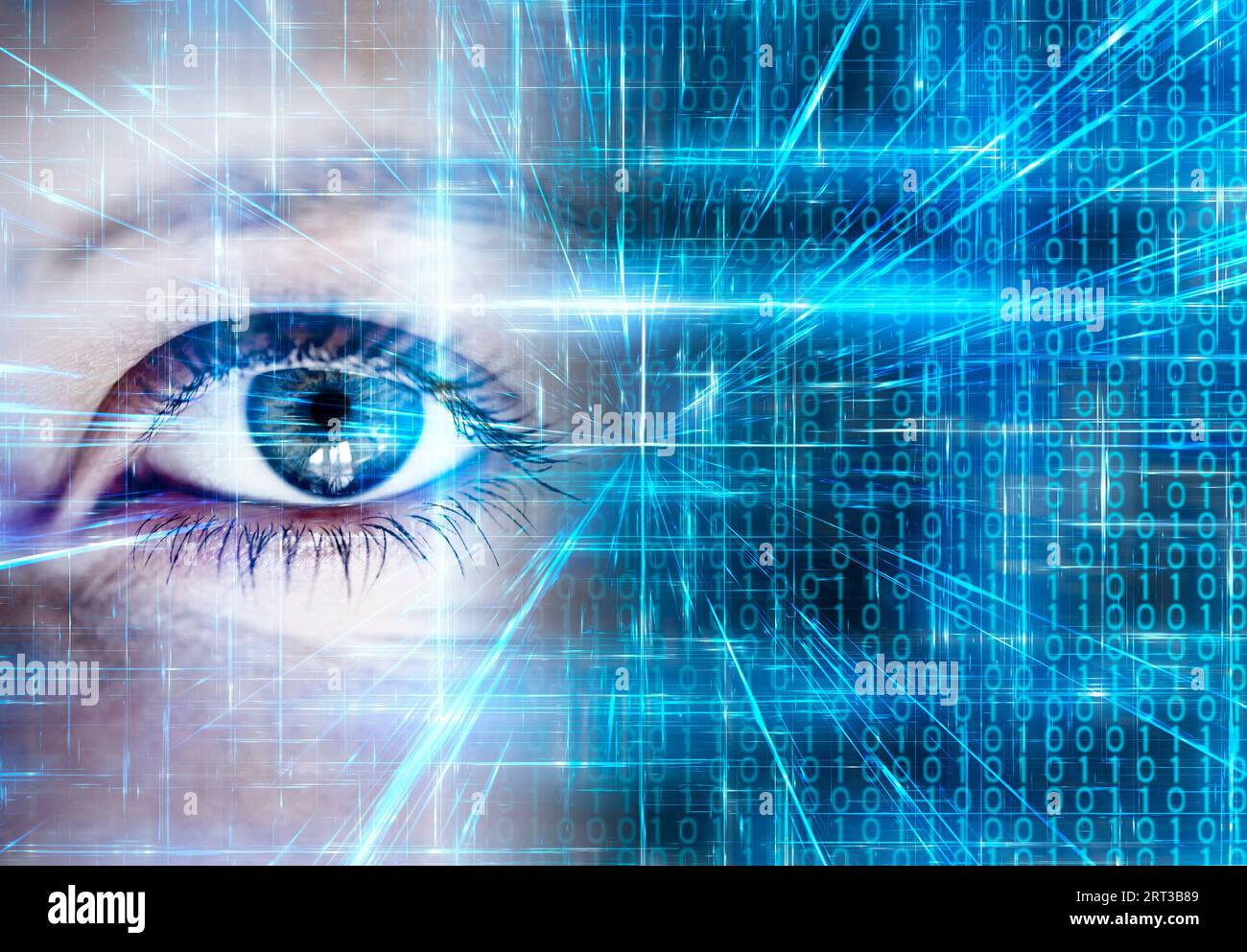 woman eye and binary digits, futuristic vision Stock Photo - Alamy