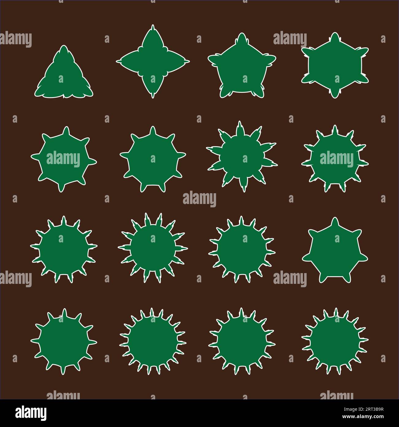 Diffrent stars set: green color assets for Christmas stars, festival ...