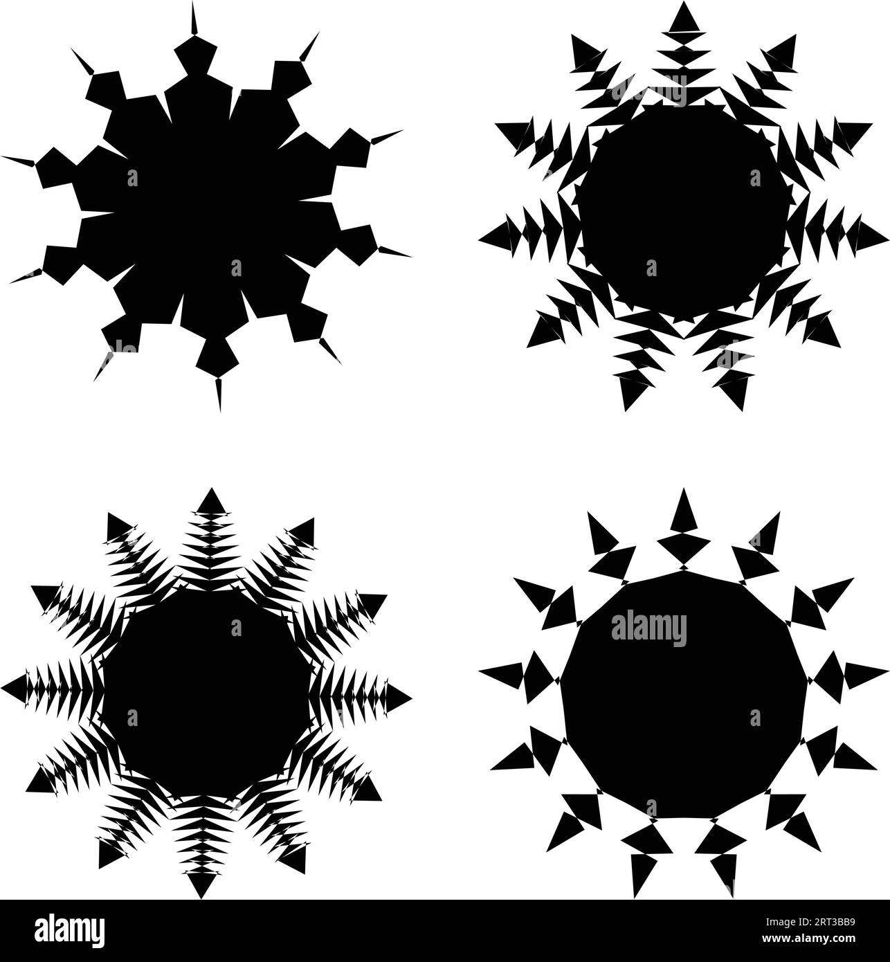 Diffrent stars set: black color assets for Christmas stars, festival ...