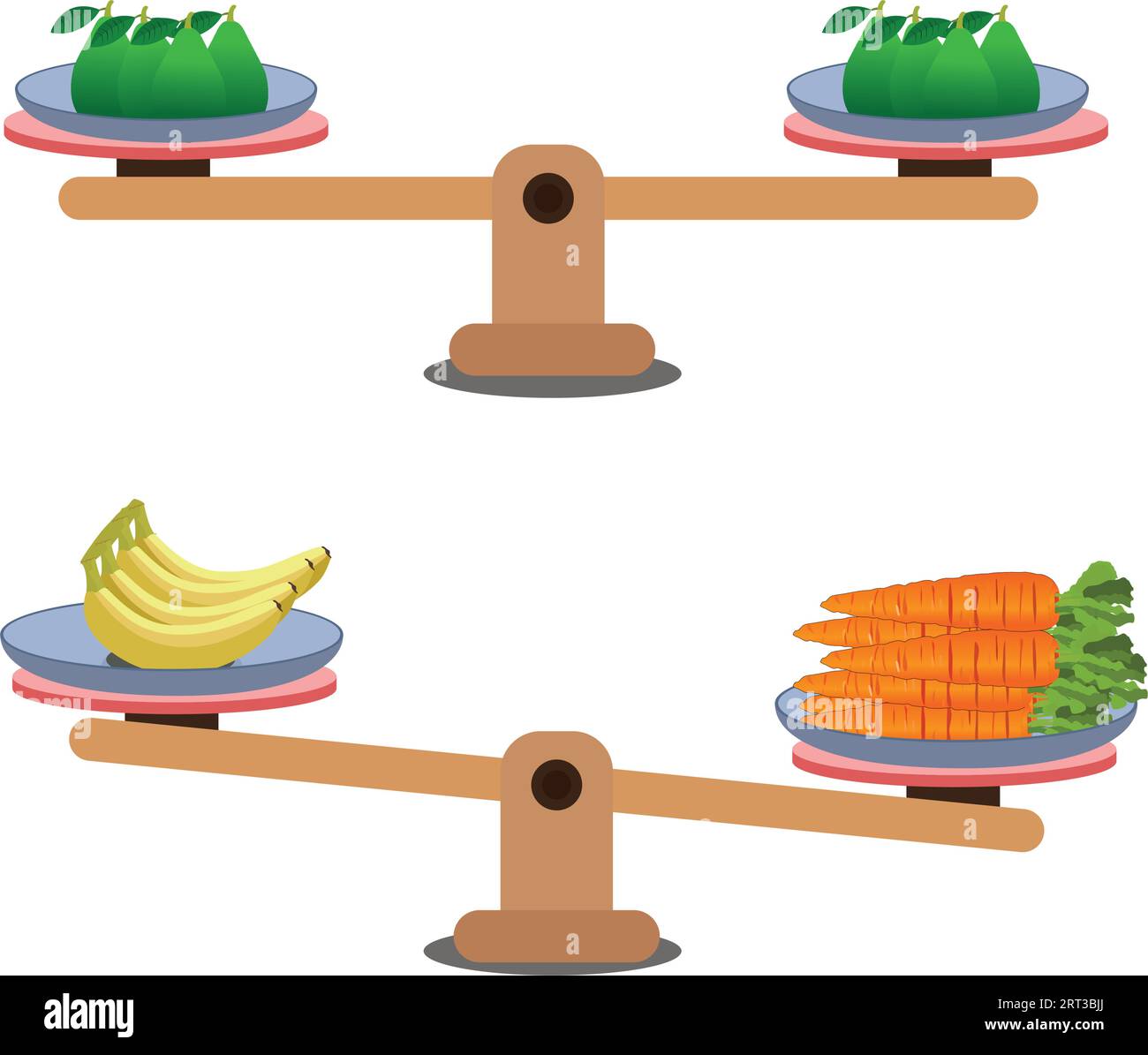 Comparison of weight in a cartoon minimal style, showing an unbalanced ...