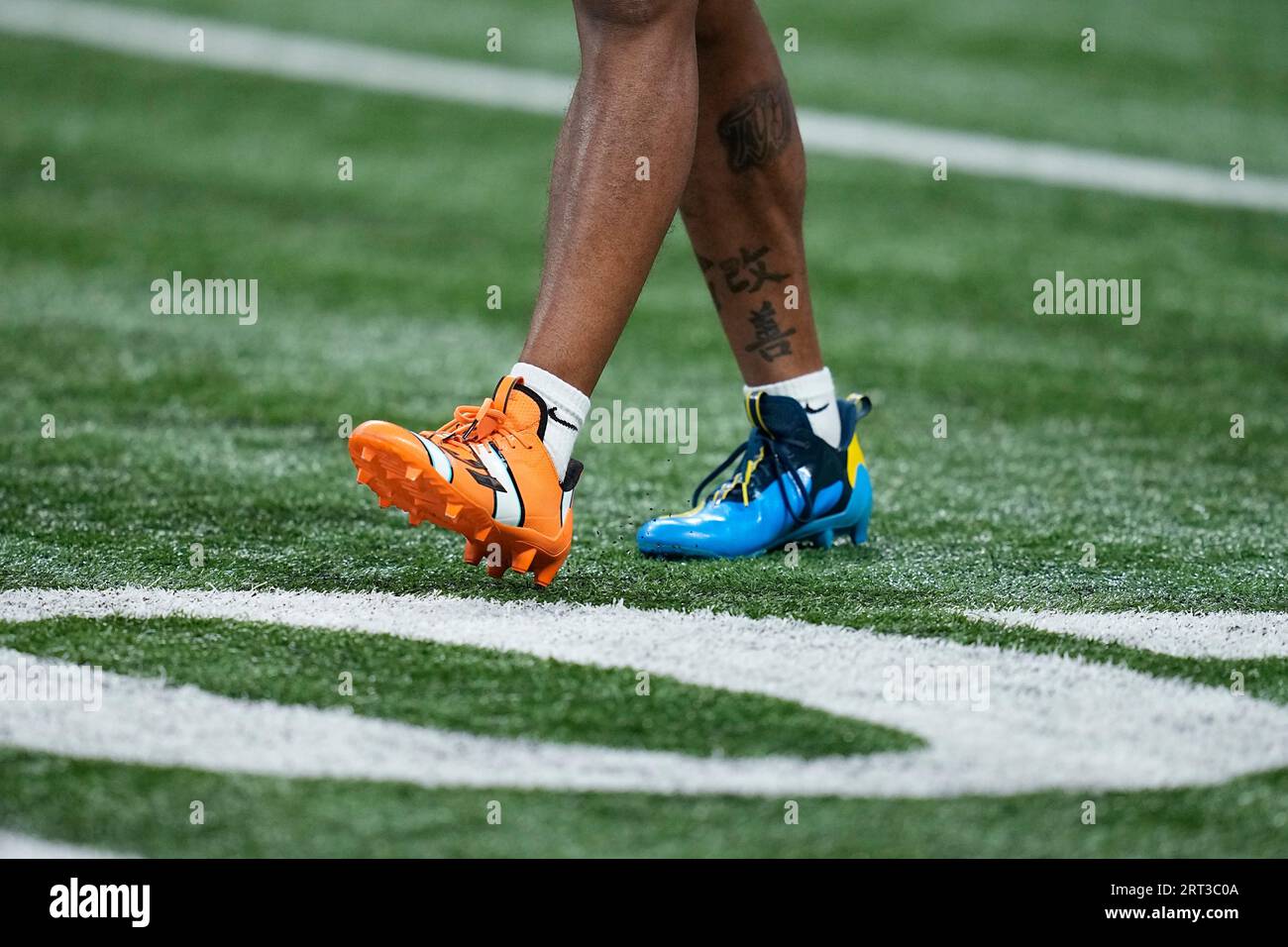 Indianapolis Colts wide receiver Josh Downs wears two different shoes ...