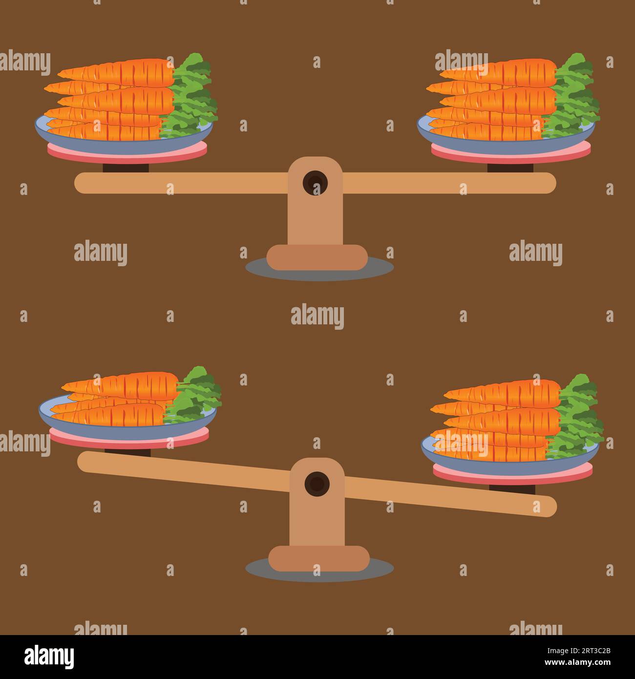 Comparison of weight in a cartoon minimal style, showing an unbalanced ...