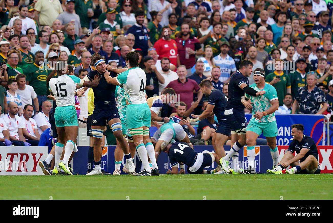 Tempers flare between Scotland and South Africa players during the 2023 ... Tempers flare between Scotland and South Africa players during the 2023 ...