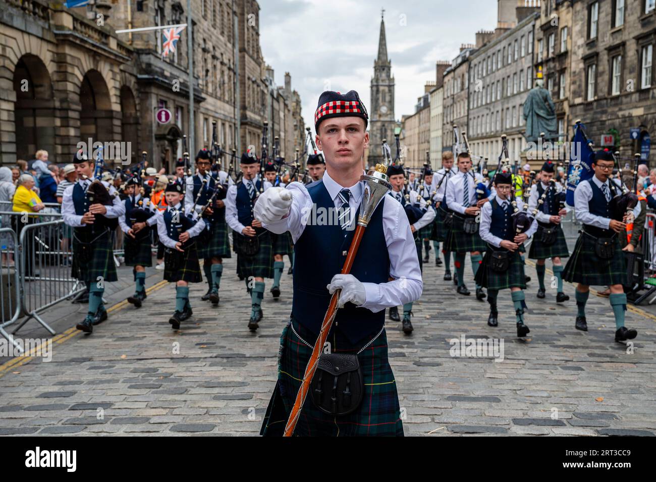 Edinburgh, Scotland, UK. 10th Sep, 2023. George Watsons Pipe Band take ...