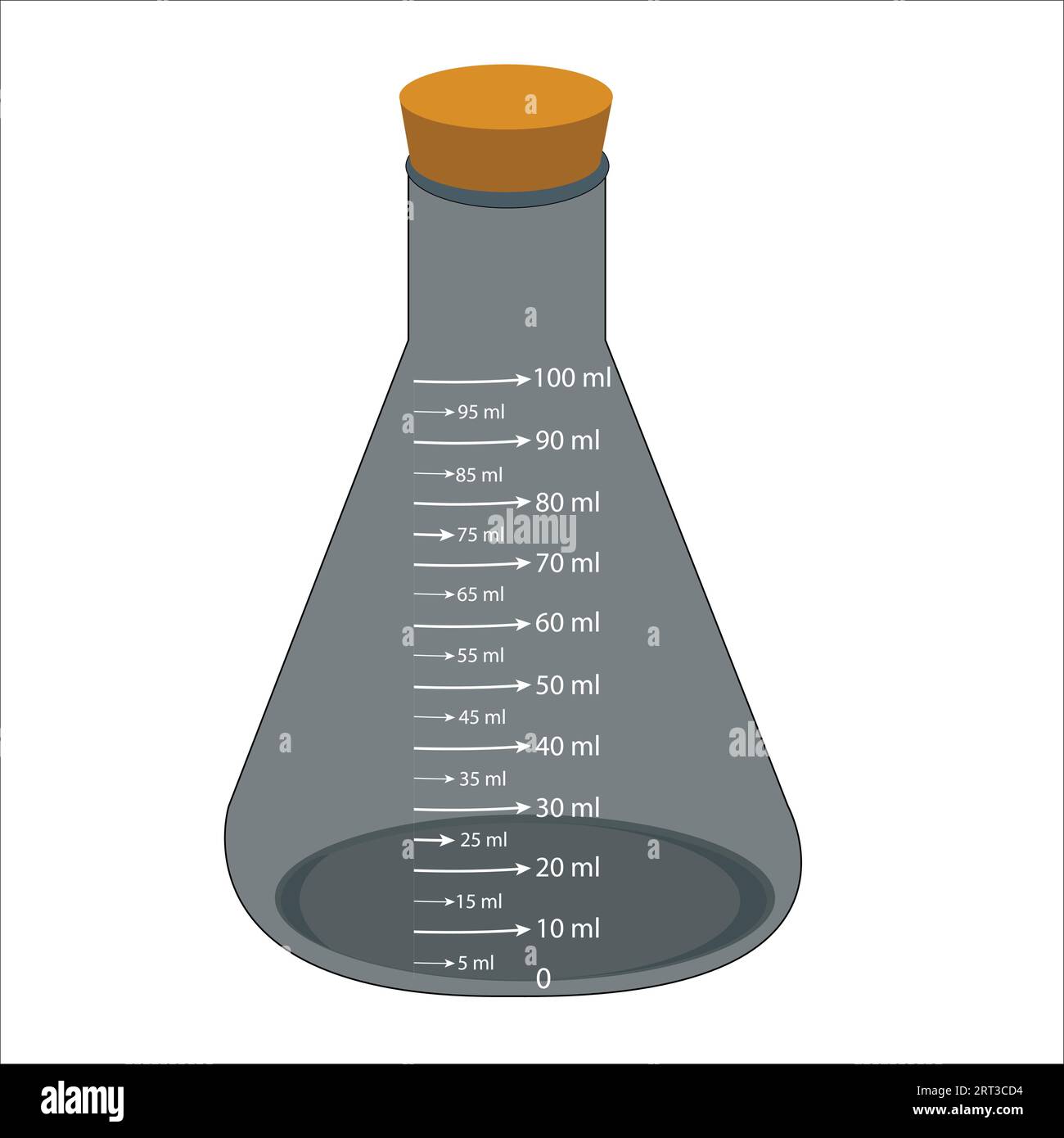 Glass laboratory chemical measuring flasks. with colorful liquids in a ...