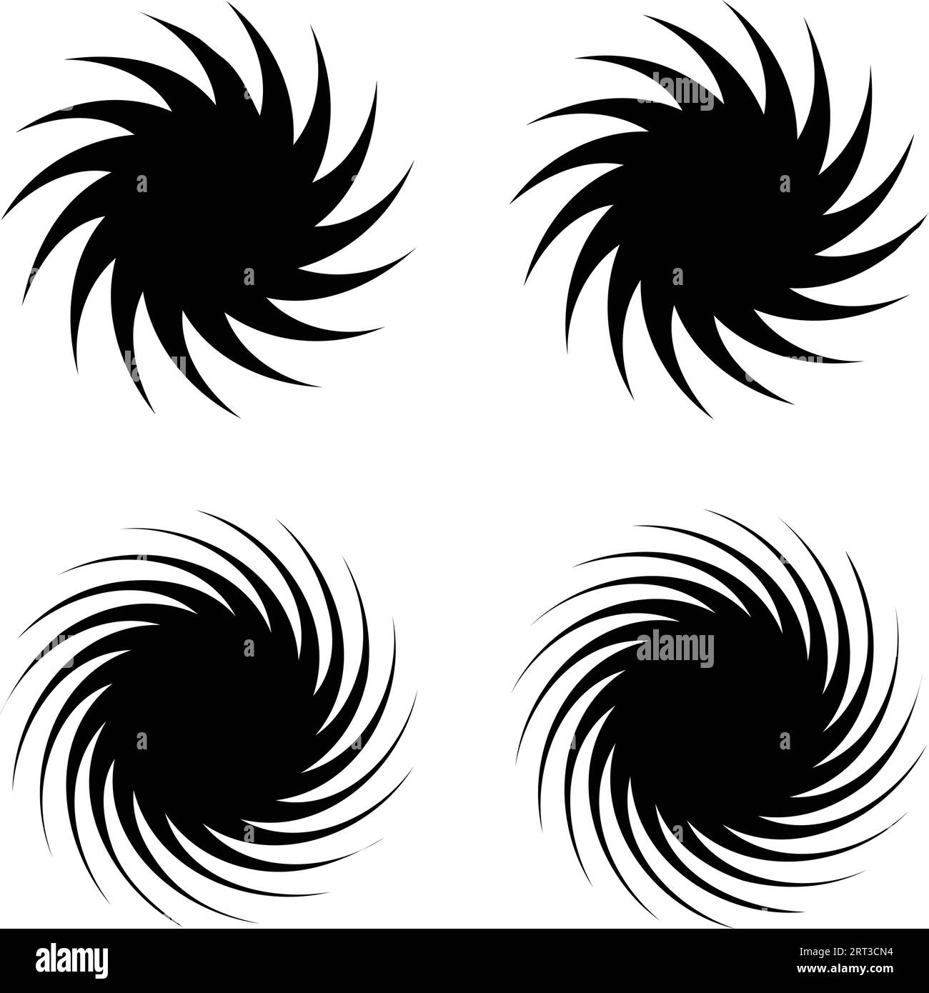 Abstract graphic spirals: Circular movement, radial dynamic swirls set ...