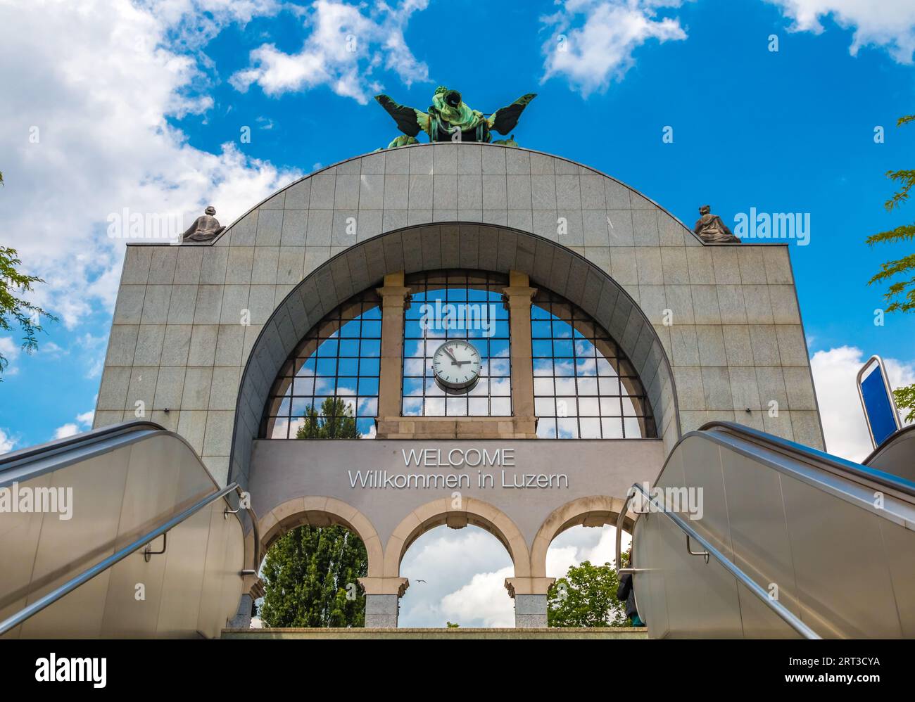 Great view of the modern rear of the arched gateway in the middle of ...