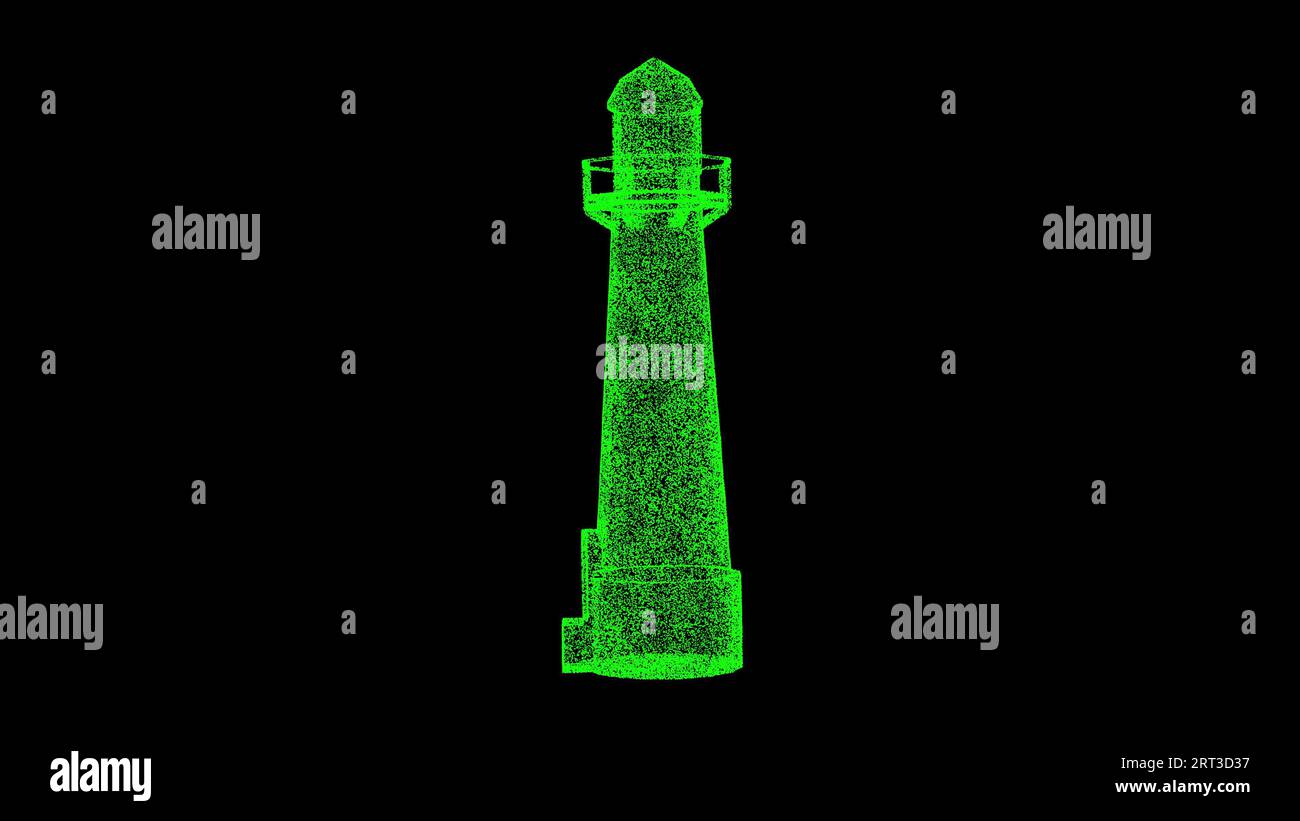 3D Lighthouse on black background. Architectural and Maritime concept ...