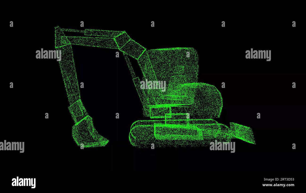 3D Mini Excavator on black background. Construction Machinery concept ...
