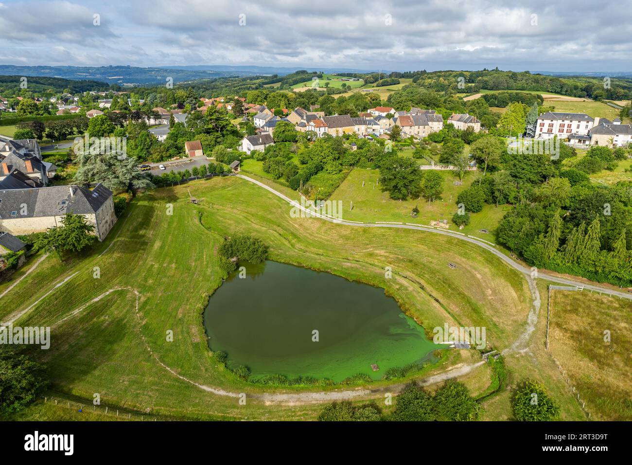 Aerial photo of french village Benevent l'Abbaye in Summer Stock Photo ...