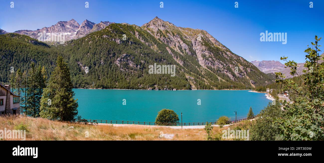 Beautiful village of Ceresole Reale in the summer with stunning views ...